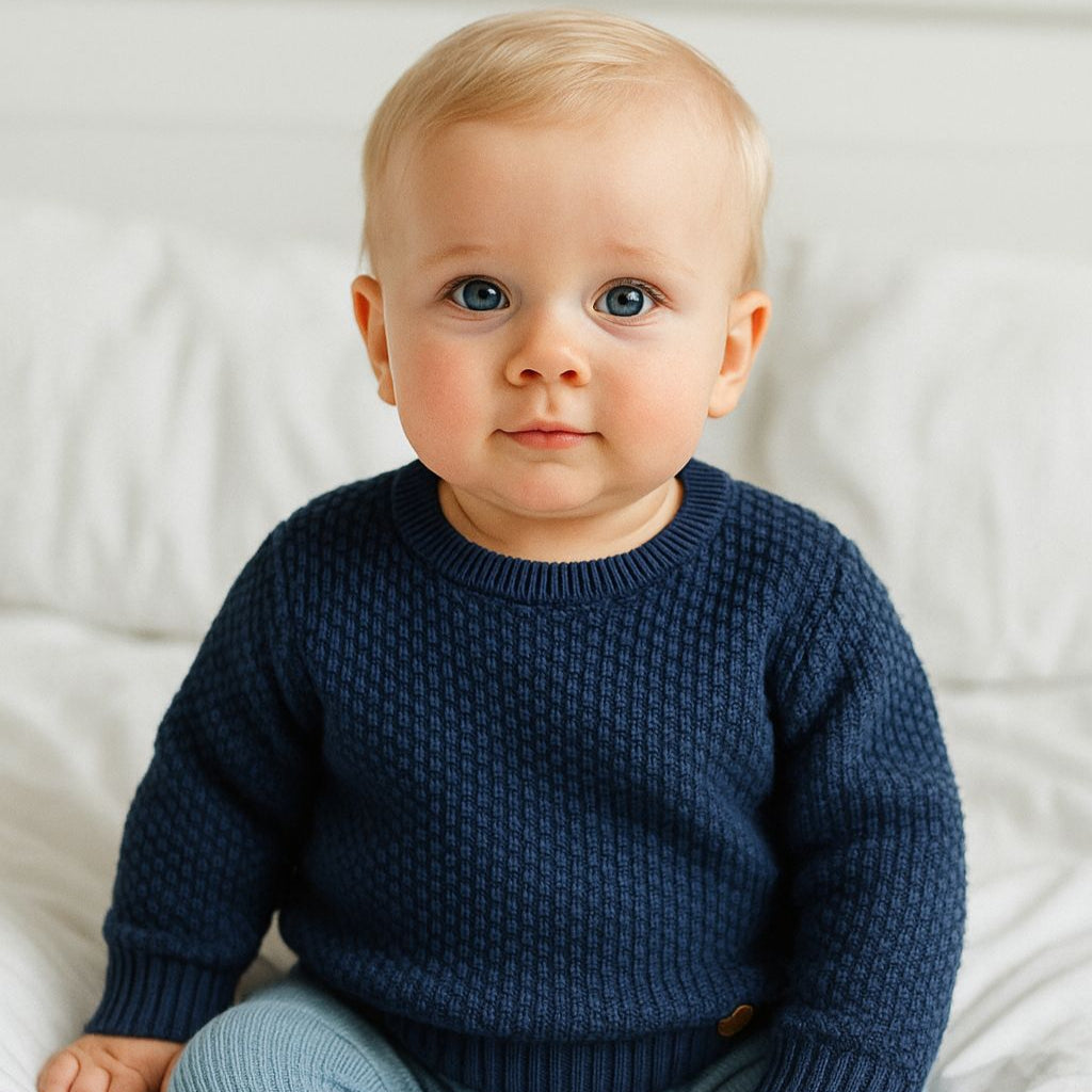 Suéter Tricot Azul Menino - Bebê e Infantil 💙